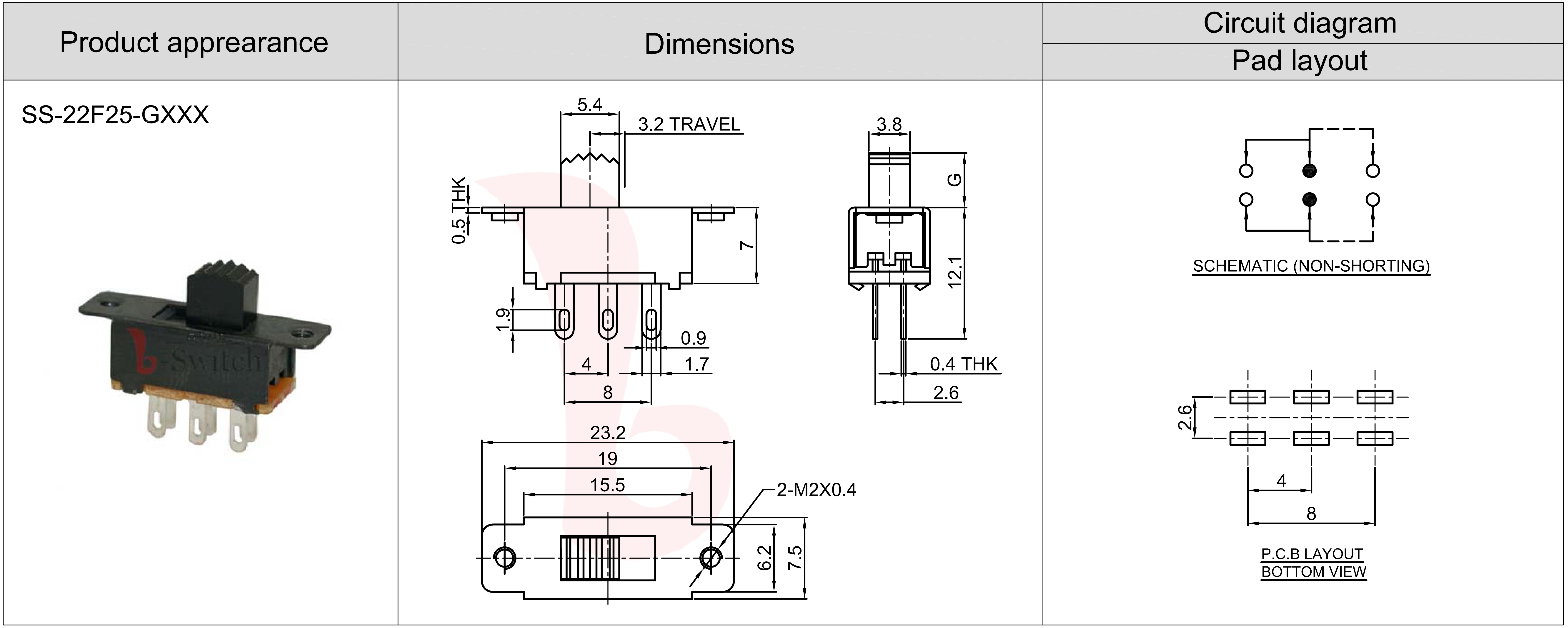 拨动开关SS-22F25_品赞电子