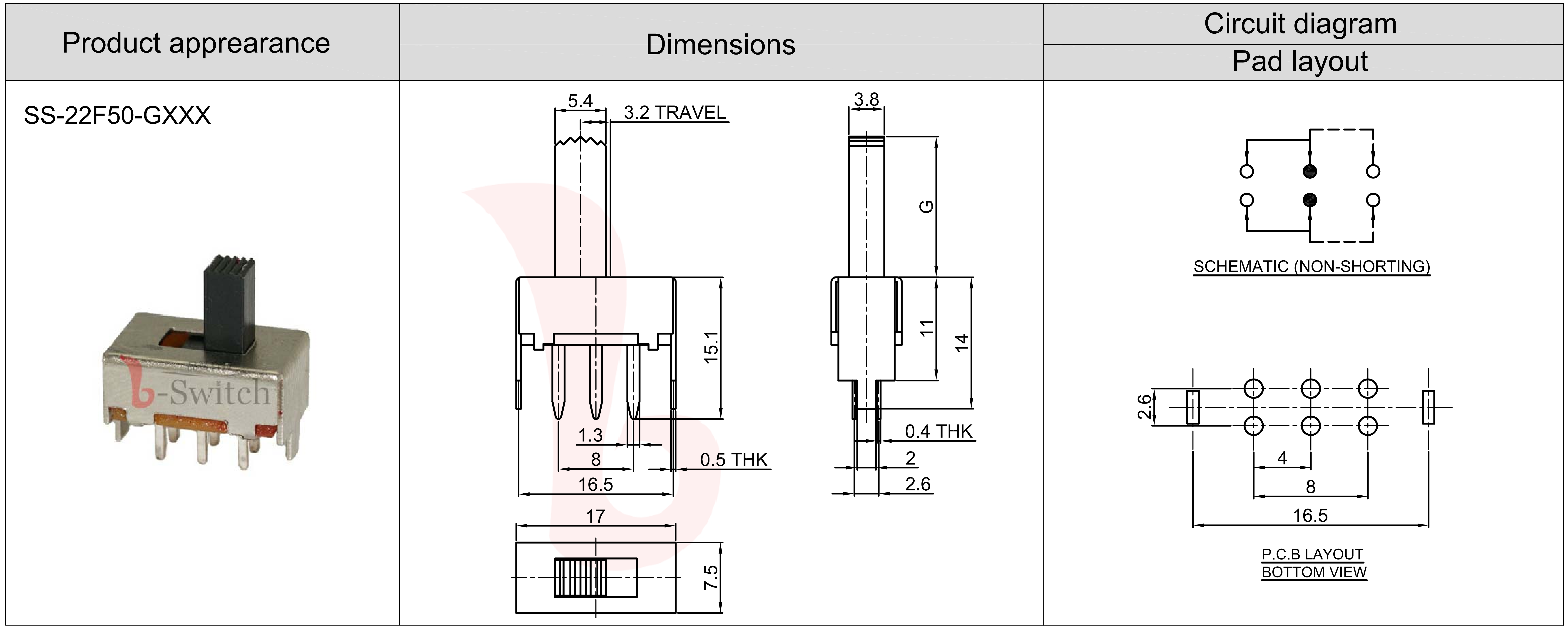 拨动开关SS-22F50_品赞电子
